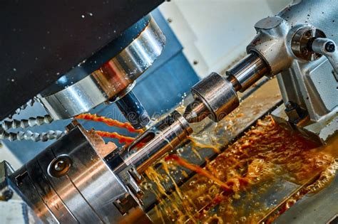 Lathe Machine Tool Operates With Metal Part In Workshop Stock Image Image Of Cool Close