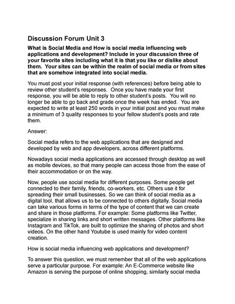 Cs2205 Discussion Forum Unit3 Discussion Forum Unit 3 What Is Social Media And How Is Social