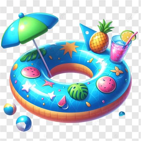 Colorful Donut Shaped Inflatable Pool Float Clipart Illustration Donut