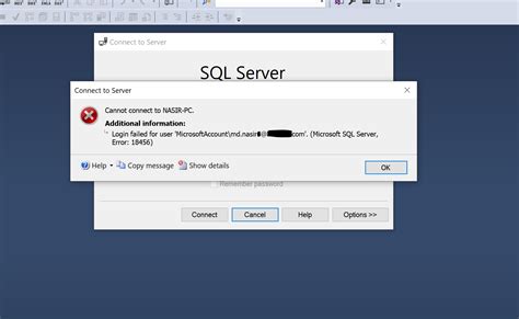 Can T Connect To The SQL Server While Using Microsoft Authentication In Windows Stack Overflow