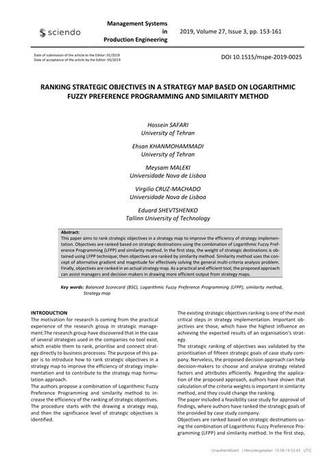 Pdf Ranking Strategic Objectives In A Strategy Map Based On Logarithmic Fuzzy Preference