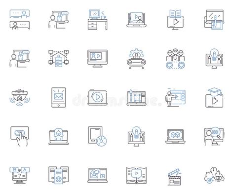 Technology Systems Line Icons Collection Cybersecurity Innovation Automation Integration