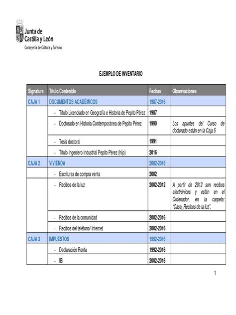 Ejemplo De Inventario Pdf