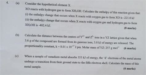 Solved A Consider The Hypothetical Element X XO Chegg Com