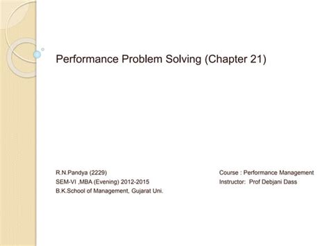 performance problem solving ppt
