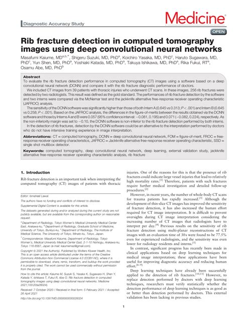 Pdf Rib Fracture Detection In Computed Tomography Images Using Deep Convolutional Neural Networks