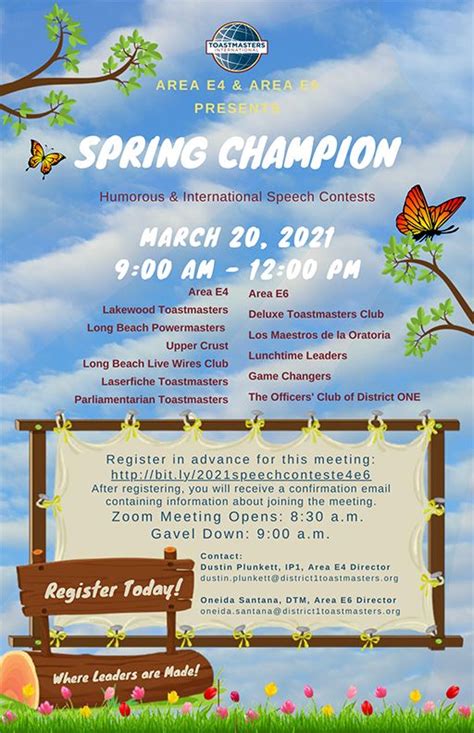 Join Us For The Area E4 E6 Humorous And International Speech Contest This Saturday Morning