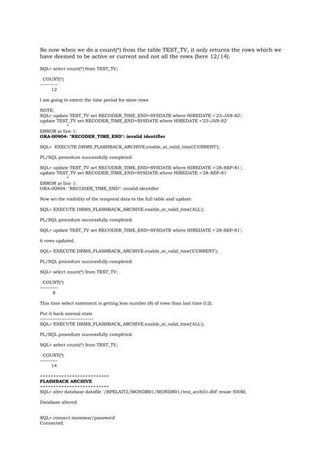 12c Database Temporal Validity And Flashback Archive Testing Pdf