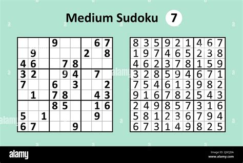 sudoku game with answers medium complexity simple vector design set sudoku stock vector image