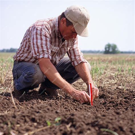 A Farmer Using A Soil Testing Kit To Check Soil Health And Nutrient