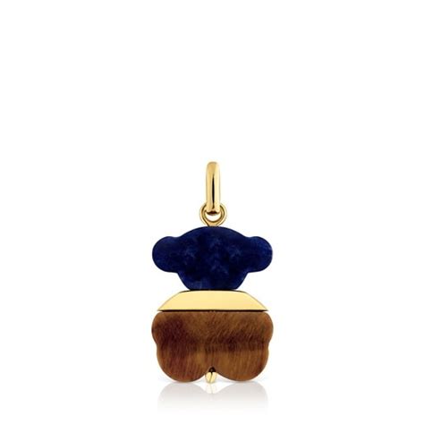 Dije Con Baño De Oro 18 Kt Sobre Plata Sodalita Y Ojo De Tigre Sweet