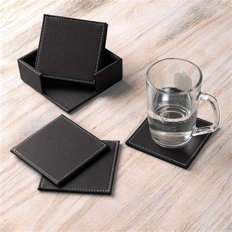 모클 스퀘어 가죽 컵받침 6p세트블랙 컵받침 컵받침대 가죽컵받침 코스터 티코스터 컵매트 티 홈플러스 택배배송