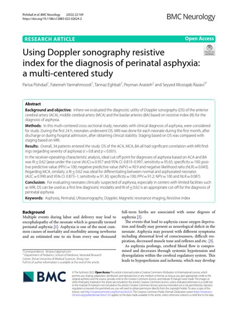 Using Doppler Sonography Resistive Index For The Diagnosis Of Perinatal