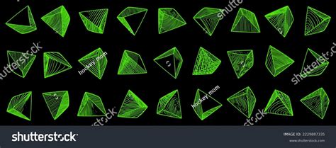 Triangular Volumetric Figures Pyramidal Forms Elements Stock Vector