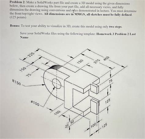 Solved Problem 2 Make A Solidworks Part File And Create A