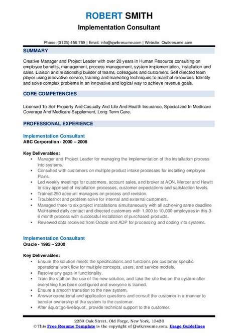 10 Implementation Consultant Resume Samples Templates For 2025
