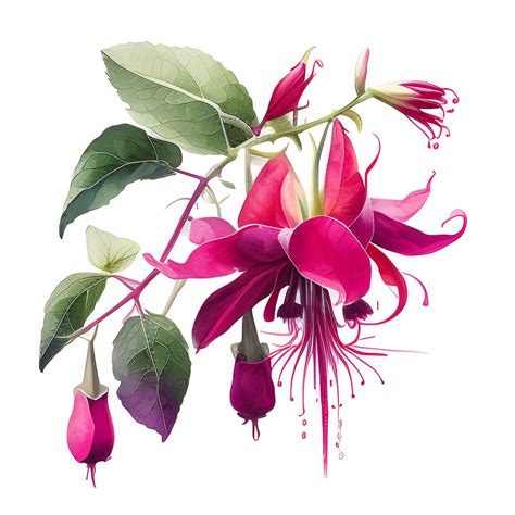 Watercolor Fuchsia Flowers Clipart Spring Flowers Floral Etsy