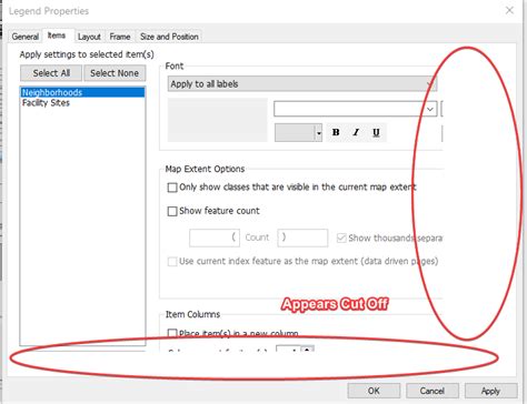 Arcmap Legends Properties Window Not Large Enough Cuts Off Buttons Rgis