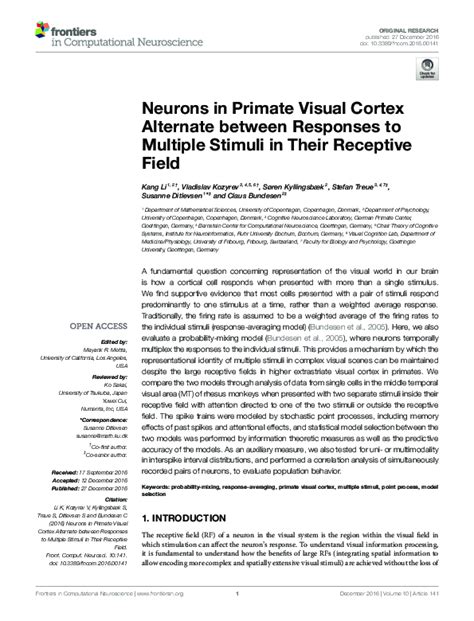 Pdf Neurons In Primate Visual Cortex Alternate Between Responses To Multiple Stimuli In Their