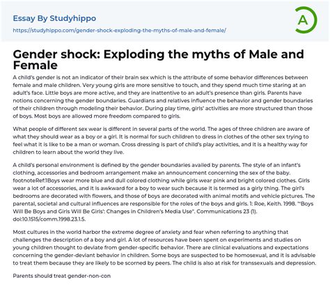 Gender Shock Exploding The Myths Of Male And Female Essay Example