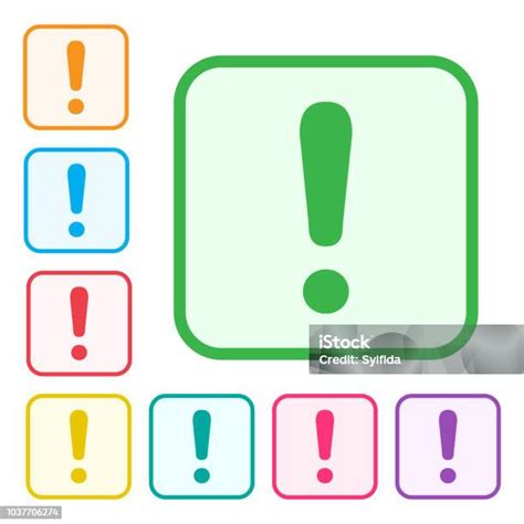 느낌표 표시입니다 경고 또는 주의 부호 녹색 아이콘 하 고 화려한 설정된 추가 버전 아이콘입니다 벡터 일러스트 레이 션 개념에 대한 스톡 벡터 아트 및 기타 이미지 Istock