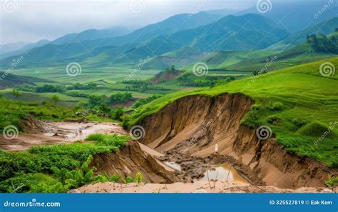 Landslide Warning Sign Vector Illustration 243614878