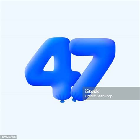 파란색 3d 번호 47 풍선 현실적인 3d 헬륨 파란색 풍선 3차원 형태에 대한 스톡 벡터 아트 및 기타 이미지 3차원 형태 공휴일 기념일 Istock