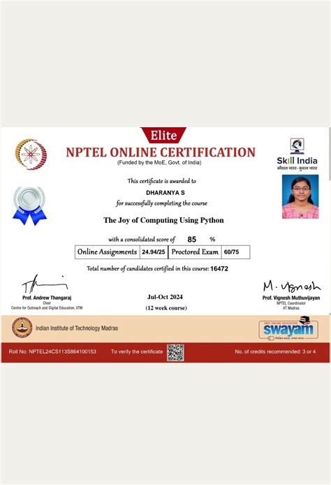 Dharanya S On Linkedin Nptel Python Learning 14 Comments