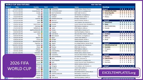 2026 Fifa World Cup Schedule Template
