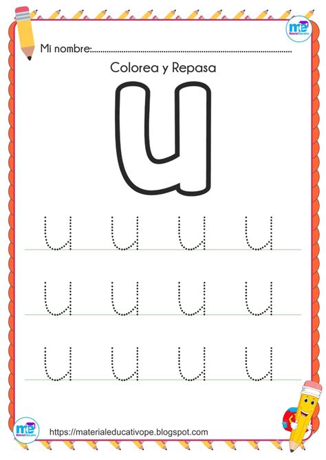 Ficha Para Colorear Y Repasar La Vocal U Materiales Educativos