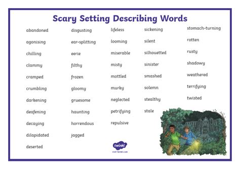 T2 Or 314 Scary Setting Describing Word Mat Pdf