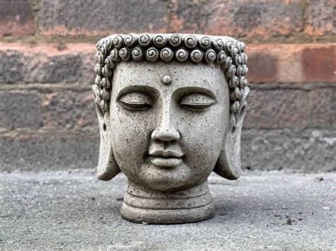 Planter Buddha Head Sculpture Stone Buddha Figurine Concrete Japanese