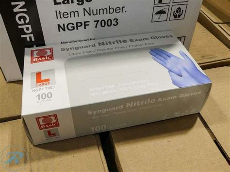 4 Boxes Of Basic Ngpf7003 Synguard Nitrile Exam Gloves Size Large
