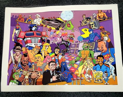 80s Pop Culture Icons Party Art Canvas Poster Sz 305x 225 Print