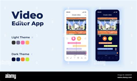 Video Editor Cartoon Smartphone Interface Vector Templates Set Stock Vector Image And Art Alamy