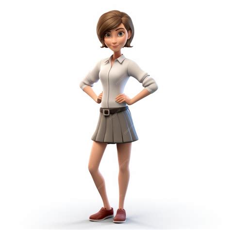 Premium Photo 3d Cartoon Girl Model In White Skirt Brooke