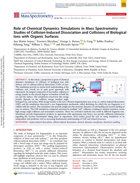 Pdf Role Of Chemical Dynamics Simulations In Mass Spectrometry