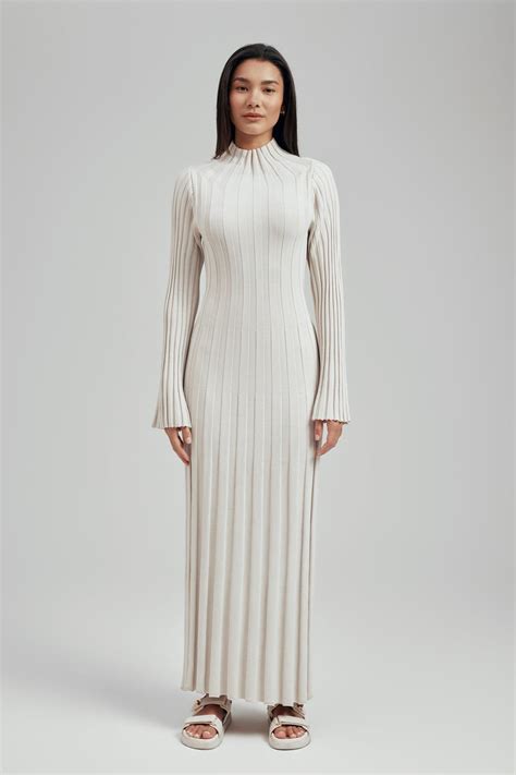 Remi Ribbed Knit Long Sleeve Maxi Dress Zahraa The Label