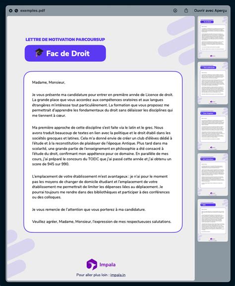 Exemples Lettre De Motivation Parcoursup T L Charger
