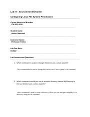 Configuring Linux File System Permissions JBL Lab Docx Lab Assessment Worksheet