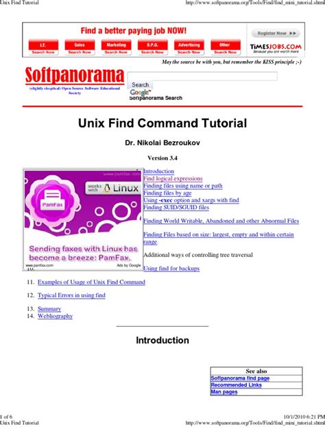 unix find tutorial pdf regular expression file system