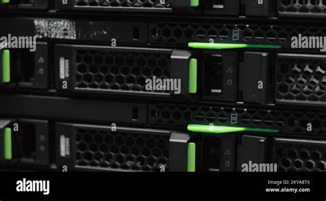 Server Rack Cluster In A Data Center Supercomputer Network Servers In A Data Stock Video
