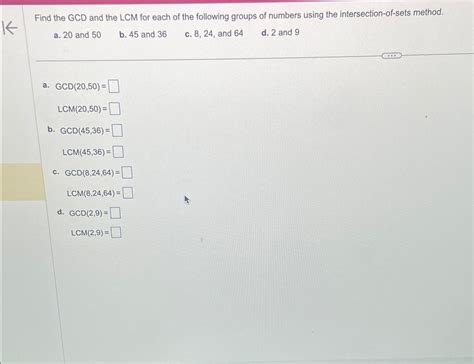 Solved Find The GCD And The LCM For Each Of The Following Chegg