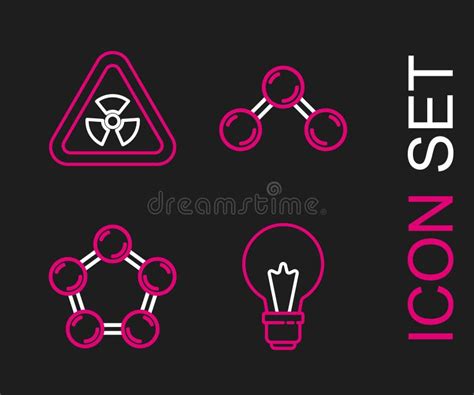 Set Line Light Bulb With Concept Of Idea Molecule And Triangle