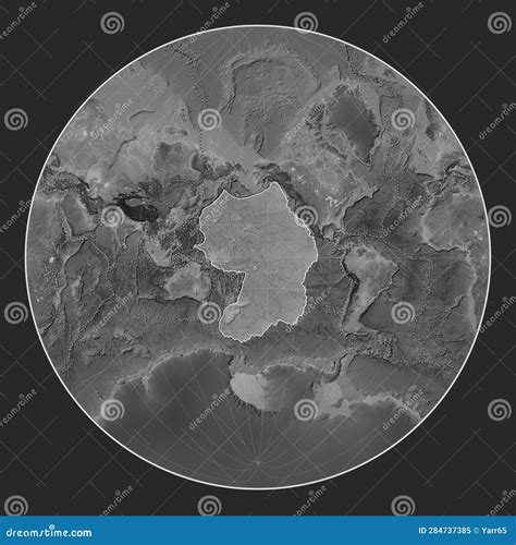Pacific Tectonic Plate Grayscale Lagrange Oblique Boundaries Stock Illustration