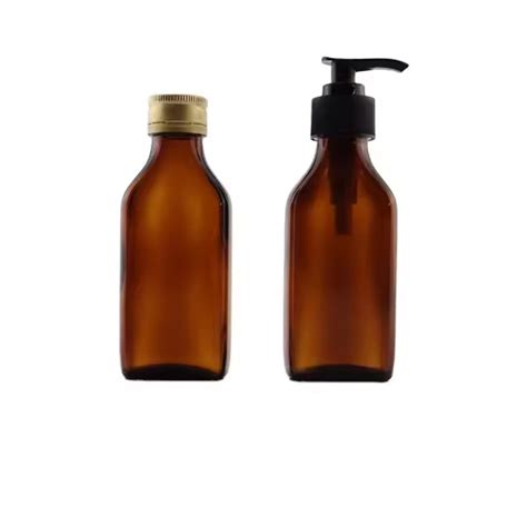 100ml Amber Glass Rectangular Flat Square Bottle