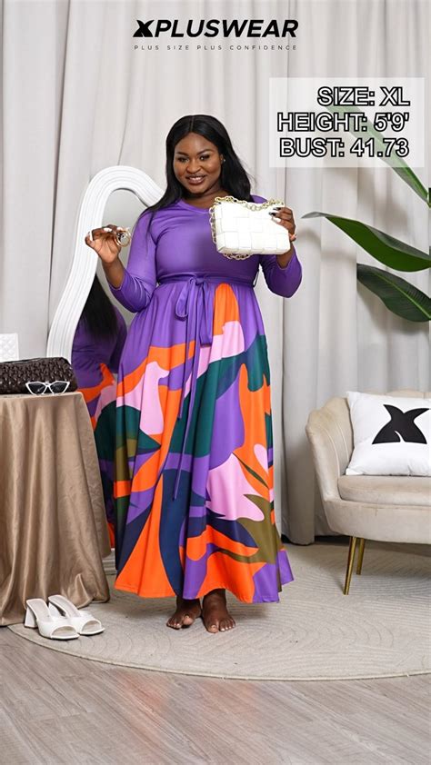 Xpluswear Design Plus Size Casual Dress Red All Over Print Round Neck