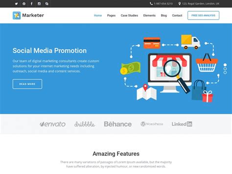 Template Htmlcss Premium Marketer Plantillas Html Gratuitas