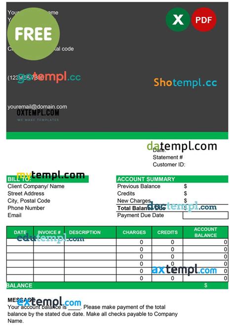 Free Bank Account Statement Sample Excel And Pdf Format