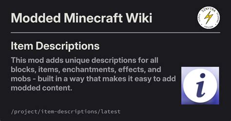 Item Descriptions Modded Minecraft Wiki